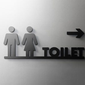Male and Female WC Bathroom Sign - 3mm Acrylic Restroom, 3D, Toilet, Modern, Minimal, Restaurant ...