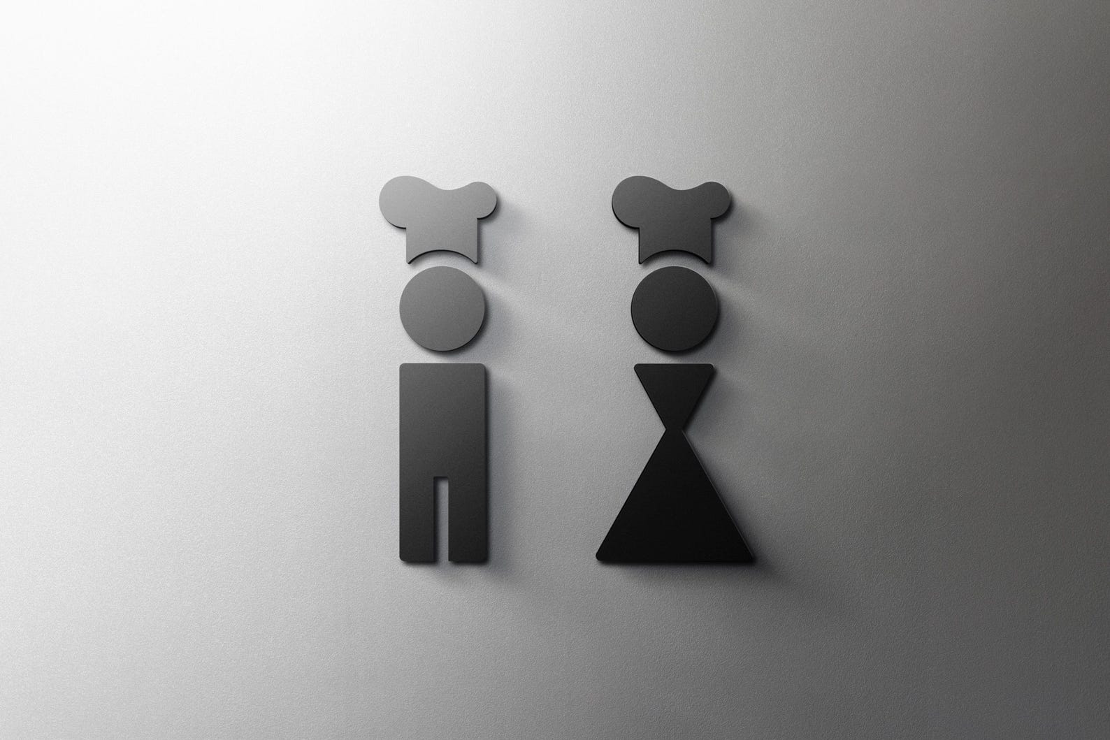 Kitchen Pictogram With Male / Female Chef Symbol - 3mm Acrylic Sign, 3D ...