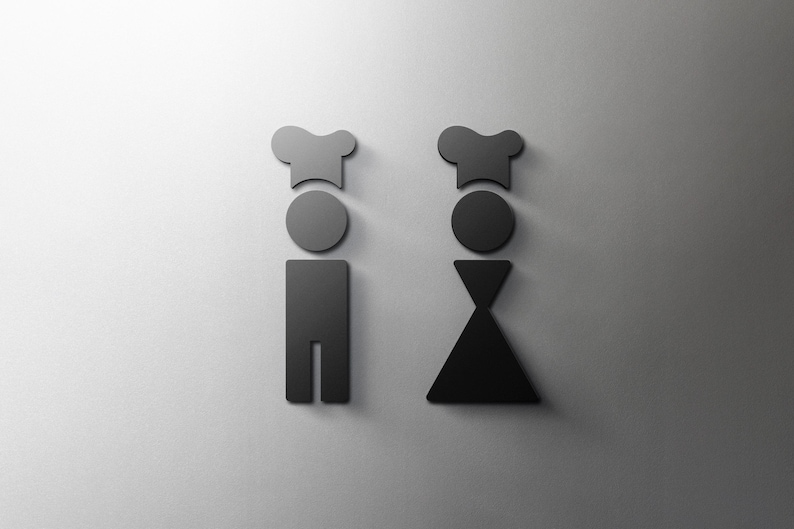 Kitchen Pictogram With Male / Female Chef Symbol - 3mm Acrylic Sign, 3D ...