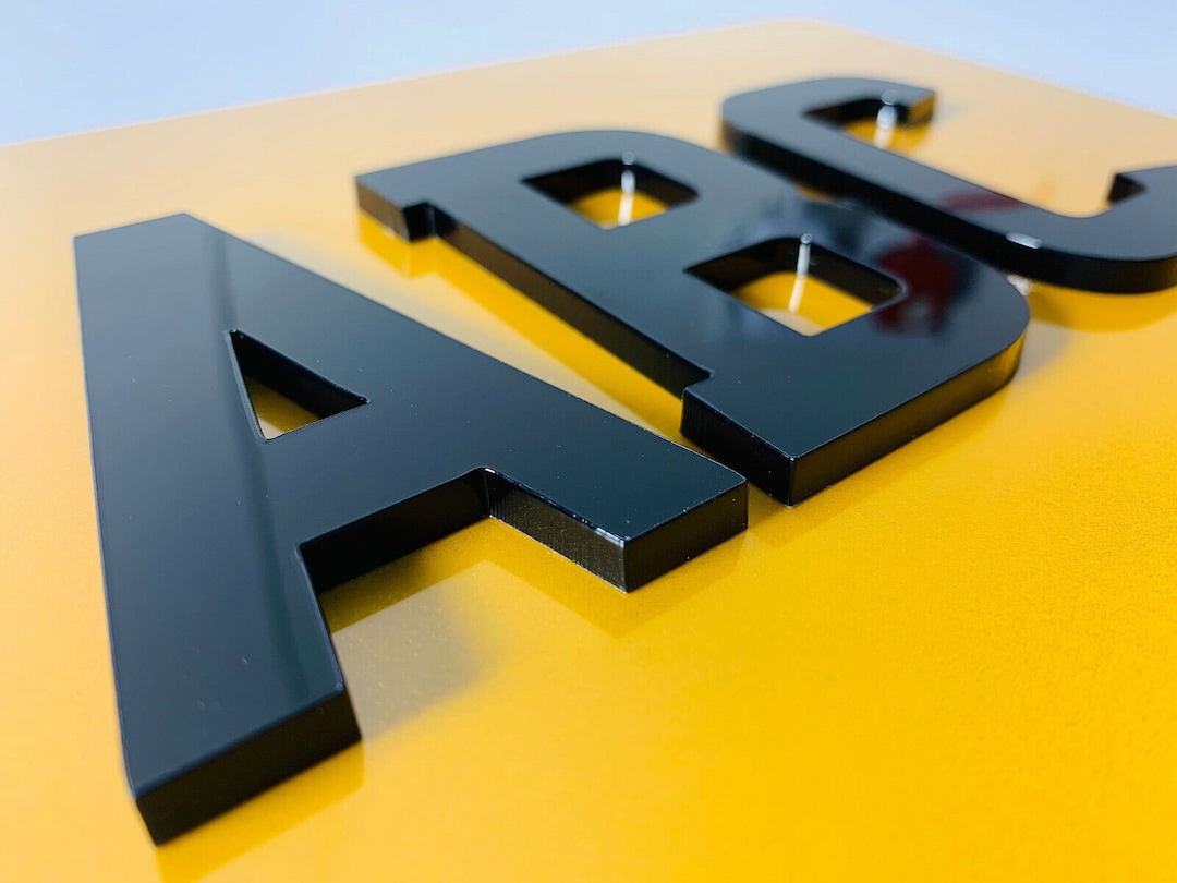 14x Letters / Numbers 4D for NUMBER PLATE Sign Logo - Self Adhesive 3mm ...