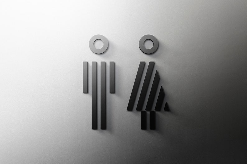Minimal Male & Female Bathroom Sign 3mm Acrylic Restroom, Salon, 3D ...