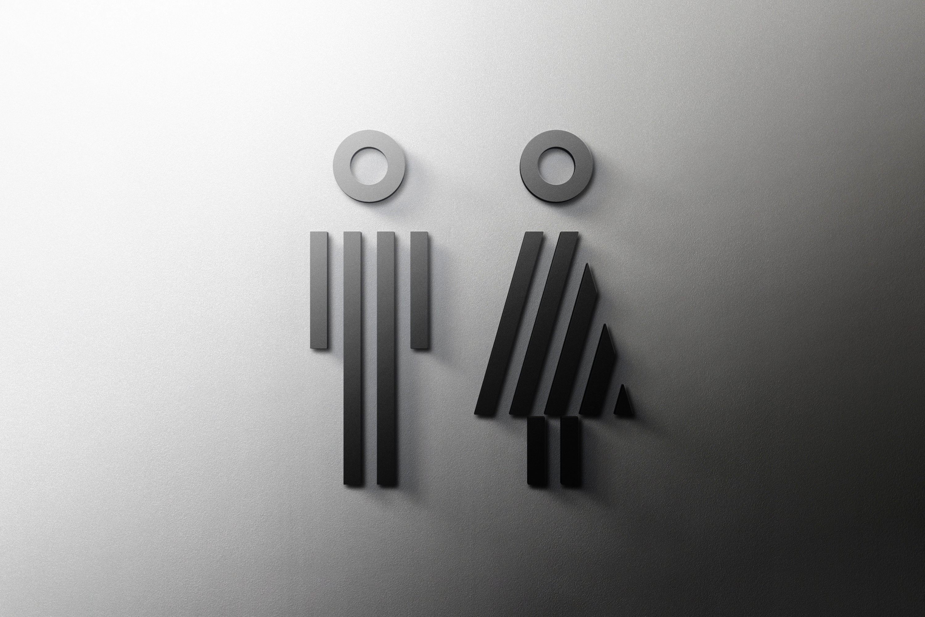 Minimal Male & Female Bathroom Sign - 3mm Acrylic Restroom, Salon, 3D ...