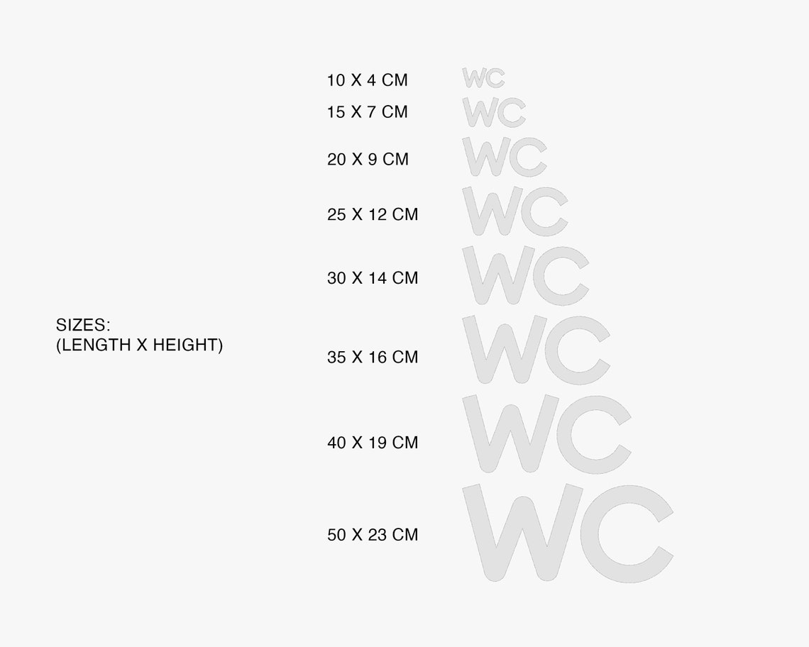 WC Toilet Bathroom Sign Symbol Text - 3mm Acrylic Restroom, Salon, 3D ...
