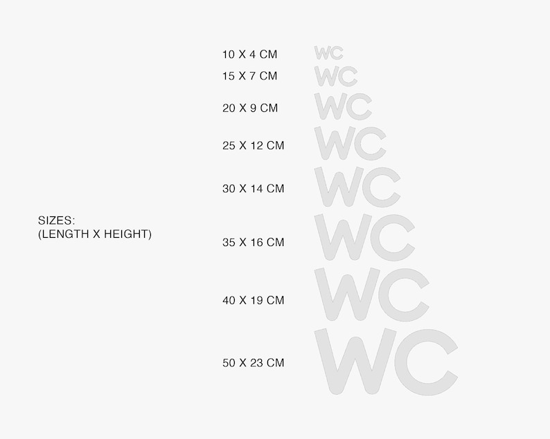 WC Toilet Bathroom Sign Symbol Text - 3mm Acrylic Restroom, Salon, 3D ...