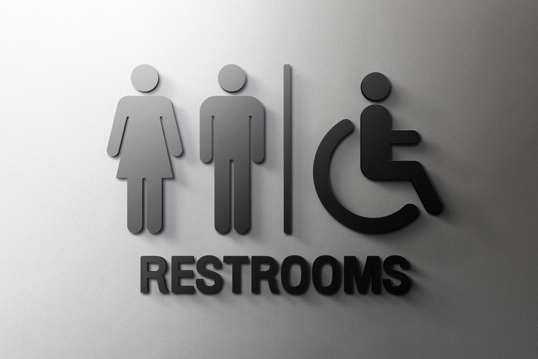 Male, Female and Disabled Restroom Sign - 3mm Acrylic Restroom, Toilet ...