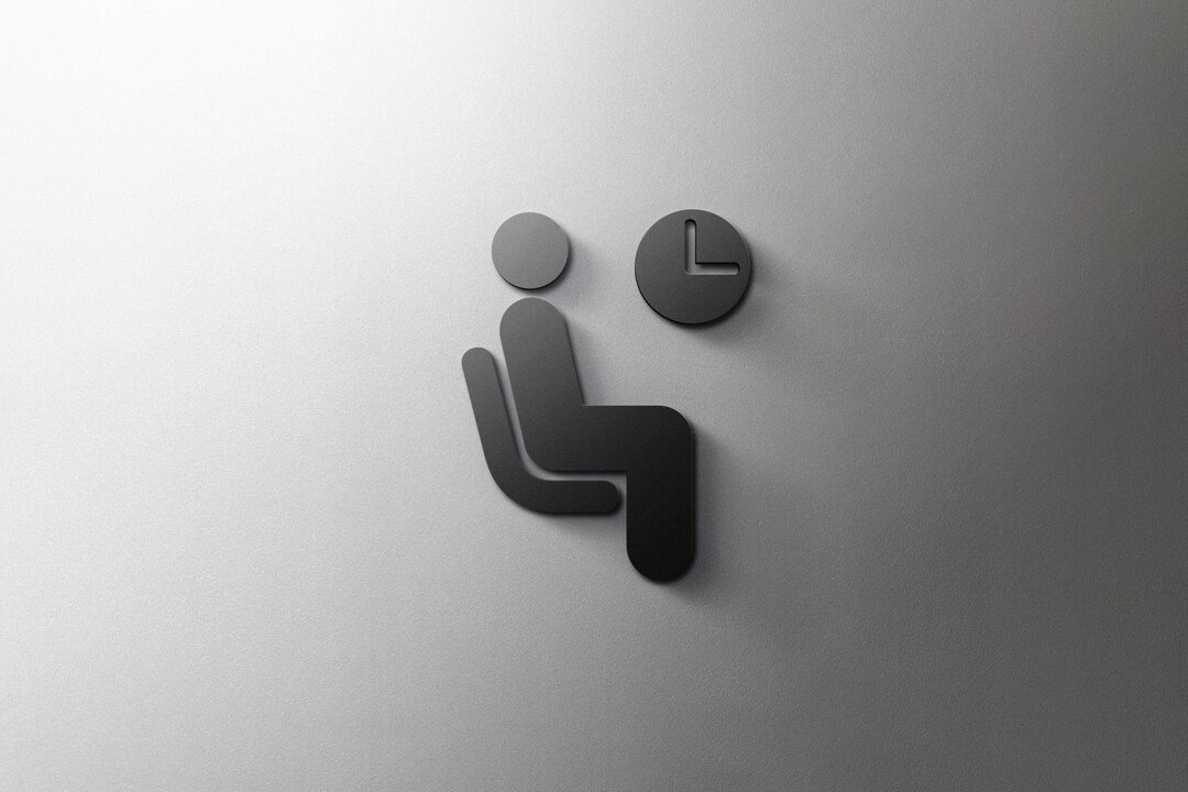 Waiting Area Symbol Sign - Acrylic Restroom, Salon, 3D, Time, Modern ...