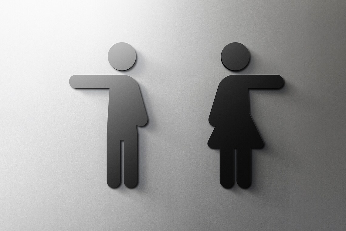 Male & Female Bathroom Sign - 3mm Acrylic Restroom, Salon, 3D, Toilet ...