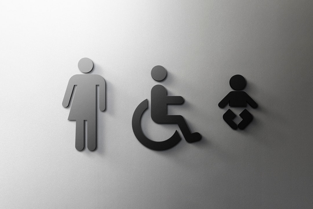 Gender Neutral, Disabled and Baby Bathroom Sign - 3mm Acrylic Restroom ...