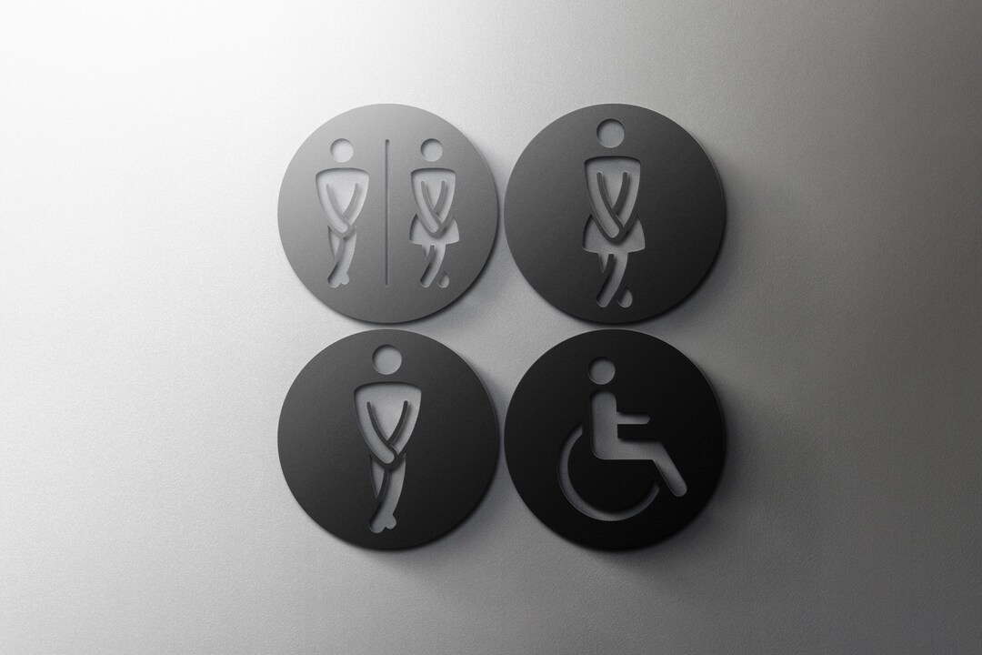 Circular Male, Female & Disabled Bathroom Sign - 3mm Acrylic Restroom ...