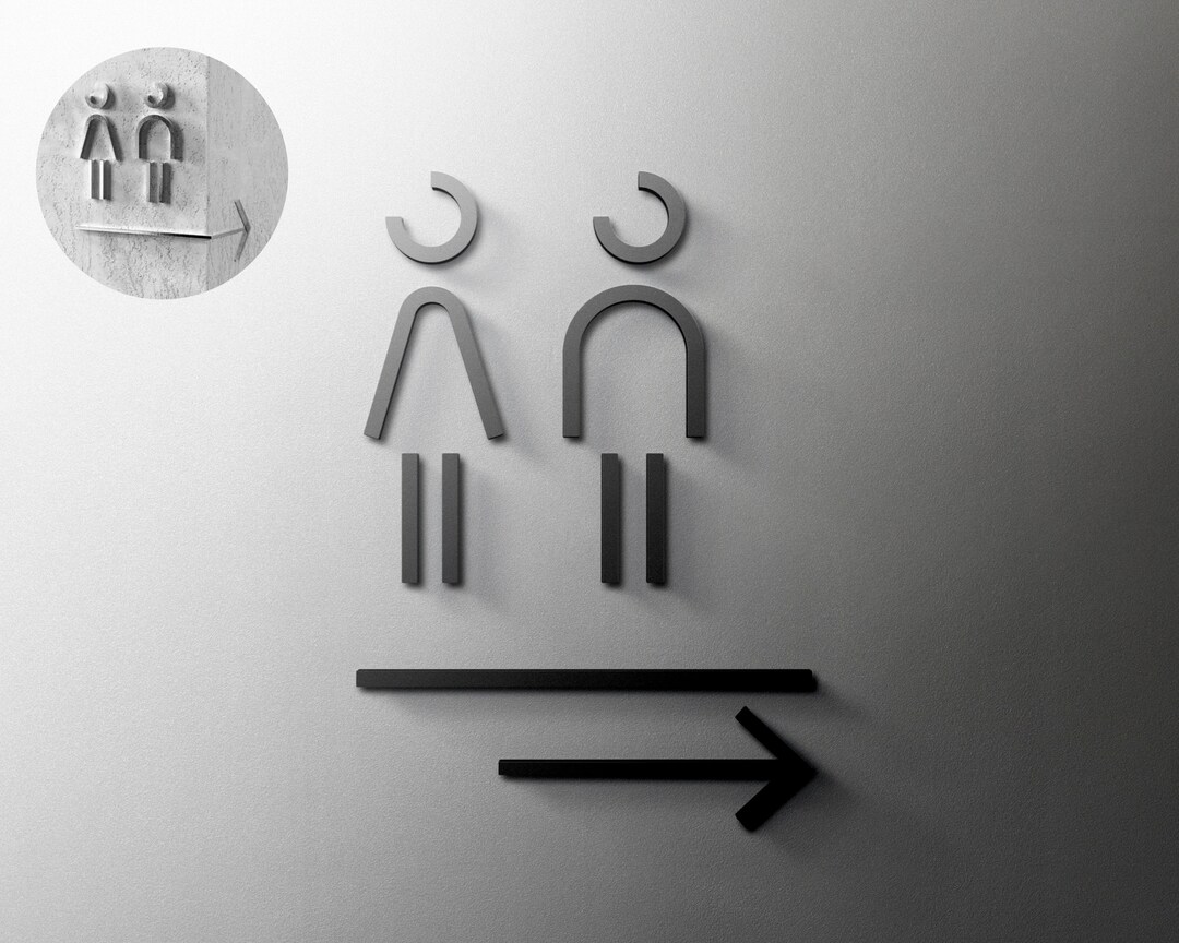 Male & Female Bathroom Corner Sign - 3mm Acrylic Restroom, Salon, 3D ...