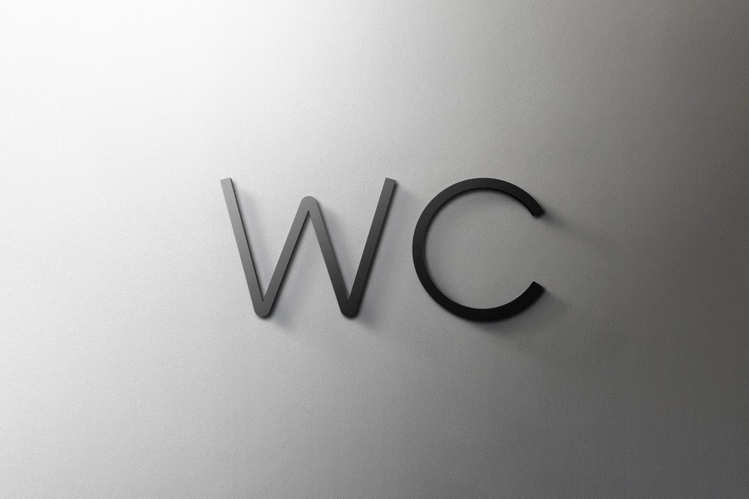 WC Toilet Bathroom Sign Symbol Text - 3mm Acrylic Restroom, Salon, 3D ...