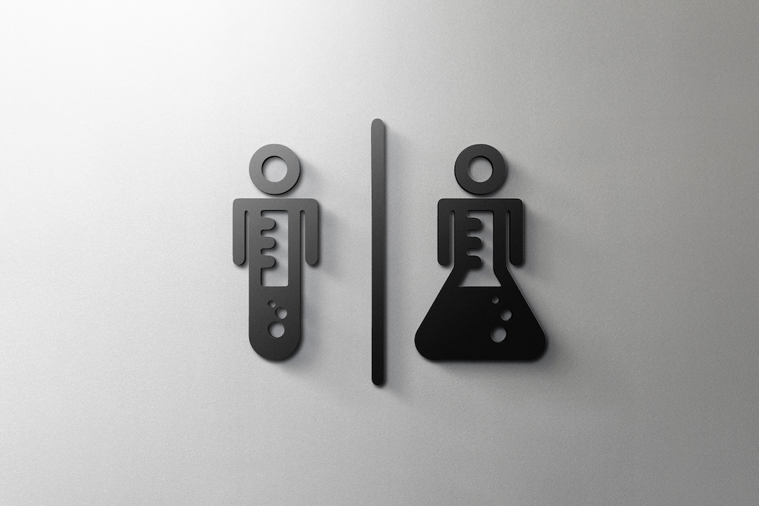 Male & Female Lab Bathroom Sign - 3mm Acrylic Restroom, Salon, 3D ...