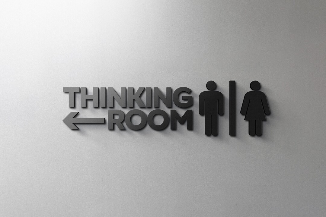 Thinking Room Male and Female Sign - 3mm Acrylic Restroom, Salon, 3D ...