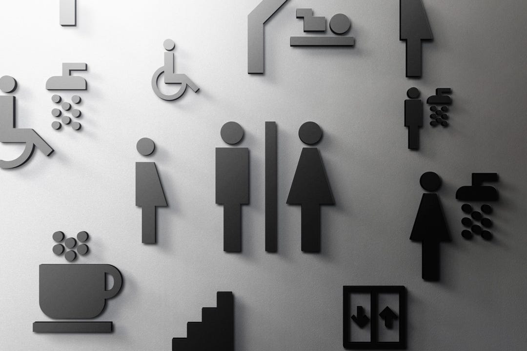 Wayfinding Symbol Signs - 3mm Acrylic Laser-cut, 3D, Home, Studio ...
