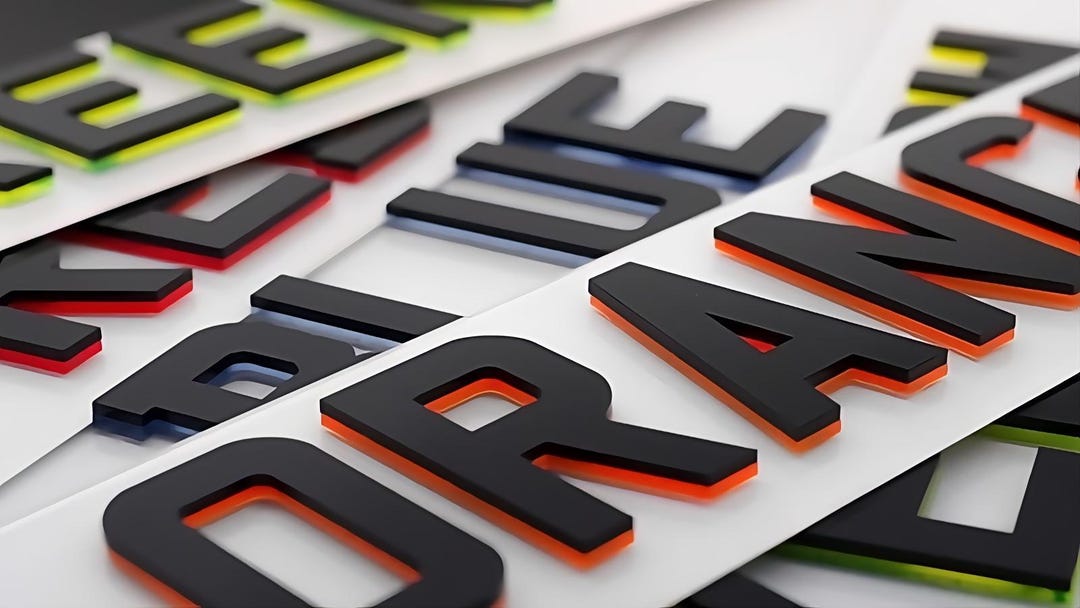 Pair of Colour Layered 4D Show Number Plate Stacked - Acrylic Custom ...