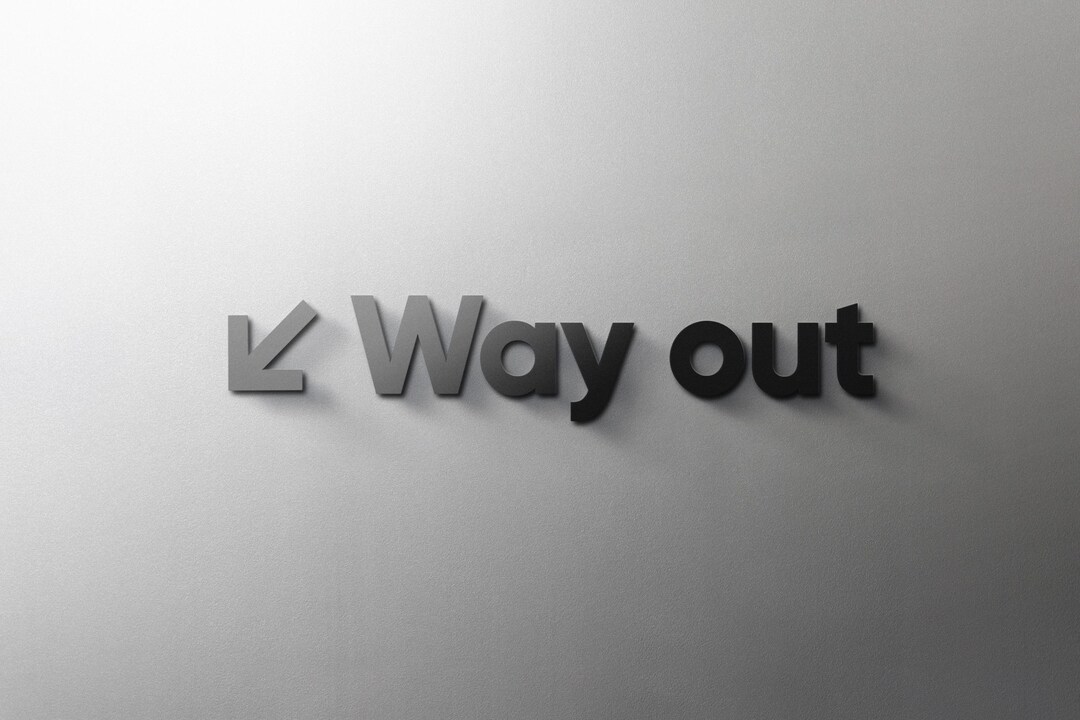 Way Out Sign - 3mm Acrylic Restroom, Salon, 3D, Exit, Modern, Emergency ...