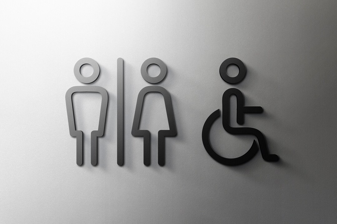 Male & Female + Disabled Bathroom Sign - 3mm Acrylic Restroom, 3D ...