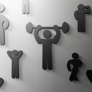 Gym Body Builder Pose Room Sign - 3mm Acrylic Restroom, Salon, 3D ...