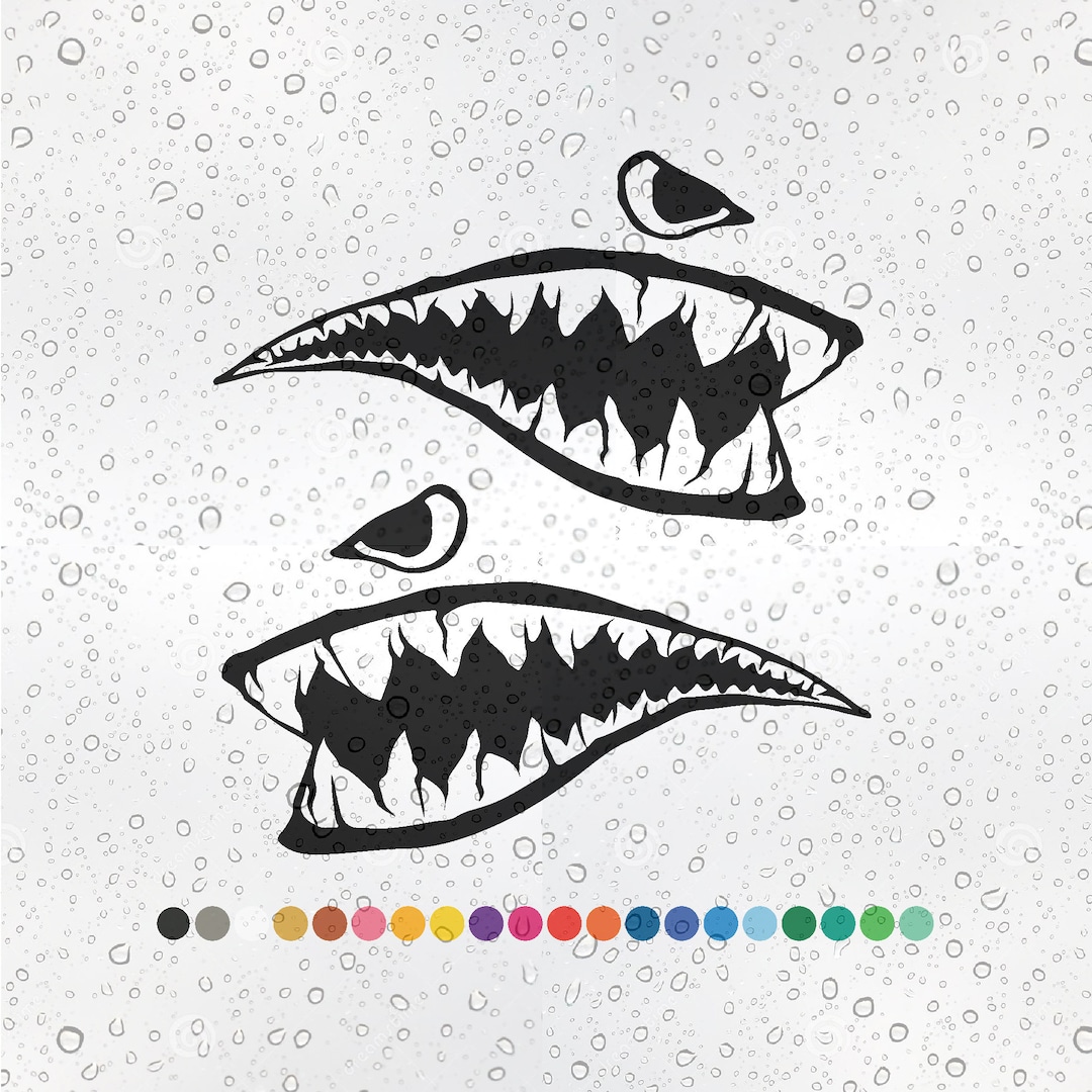 2x Shark Teeth - War Machine Car Decals Stickers Japanese Auto ...