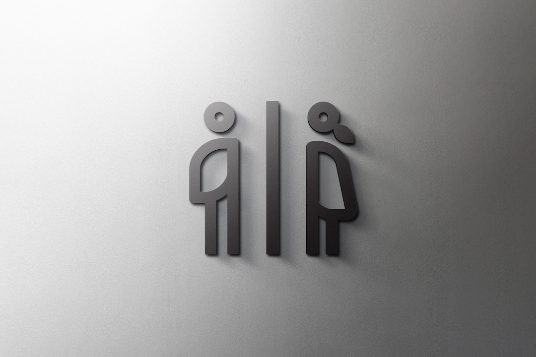 Male & Female - 3mm Acrylic Bold Sign, 3D, Toilet, Modern, Minimal ...