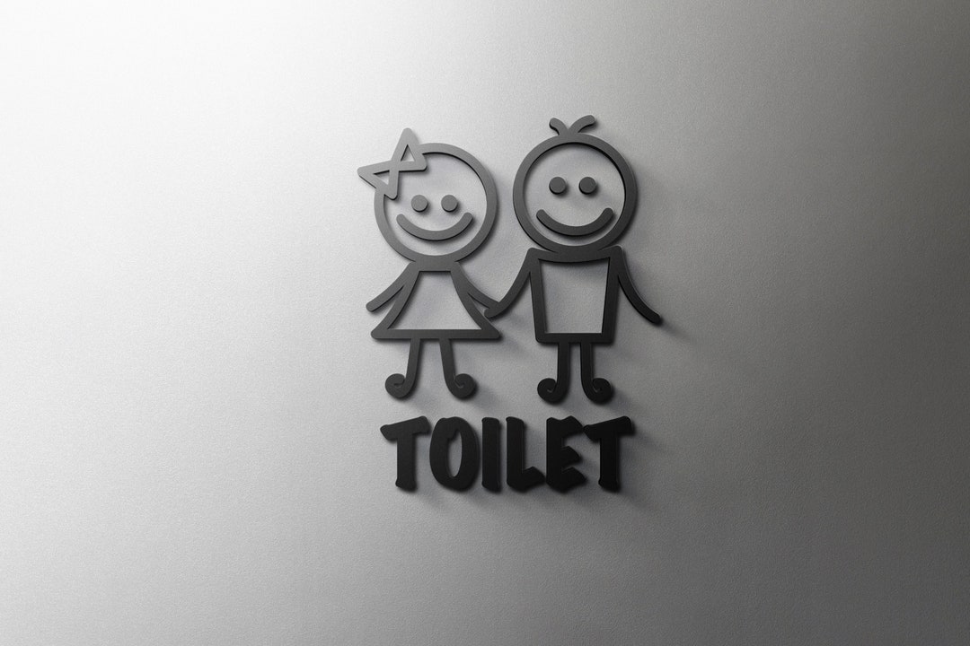 Kids Bathroom Sign - 3mm 3D Acrylic Nursery Toilet Sign, Modern ...