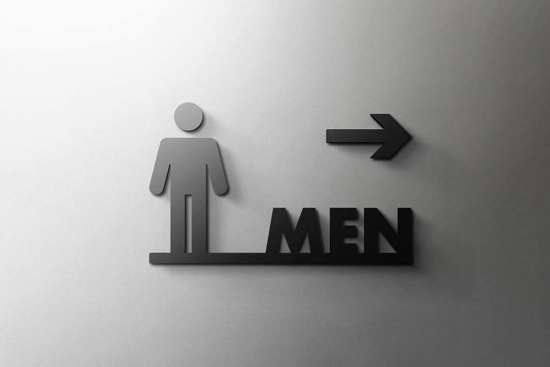Men WC Bathroom Sign - 3mm Acrylic Restroom, 3D, Toilet, Modern ...