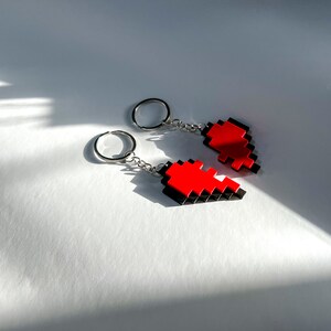 Pixel Heart Keyring - 3D Printed, Valentine's Day Gift Love Modern ...