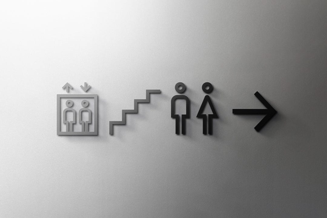 Wayfinding Sign - 3mm Acrylic Restroom, Salon, 3D, Toilet, Modern ...