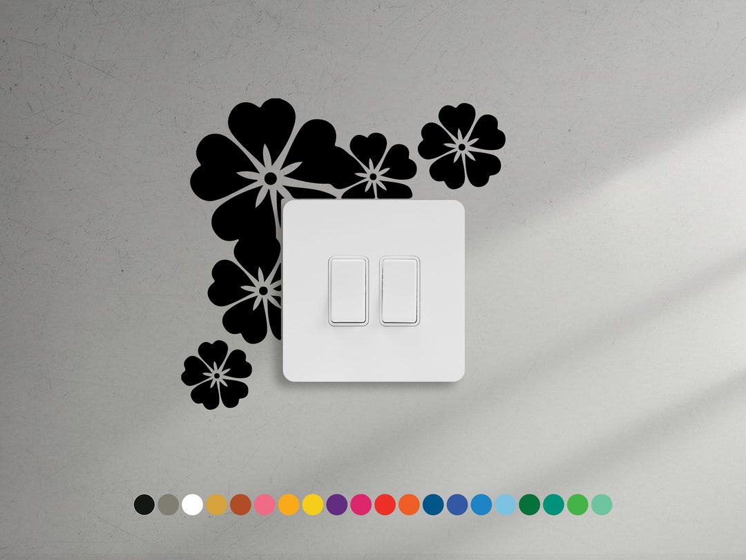 Floral - Light Switch Stickers Wall Decor Window Cat Colour Vinyl ...