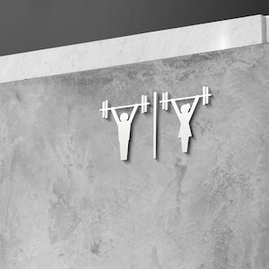 Male and Female Gym Bathroom Sign - 3mm Acrylic Restroom, 3D, Toilet ...