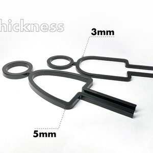 Male and Female Gym Bathroom Sign - 3mm Acrylic Restroom, 3D, Toilet ...