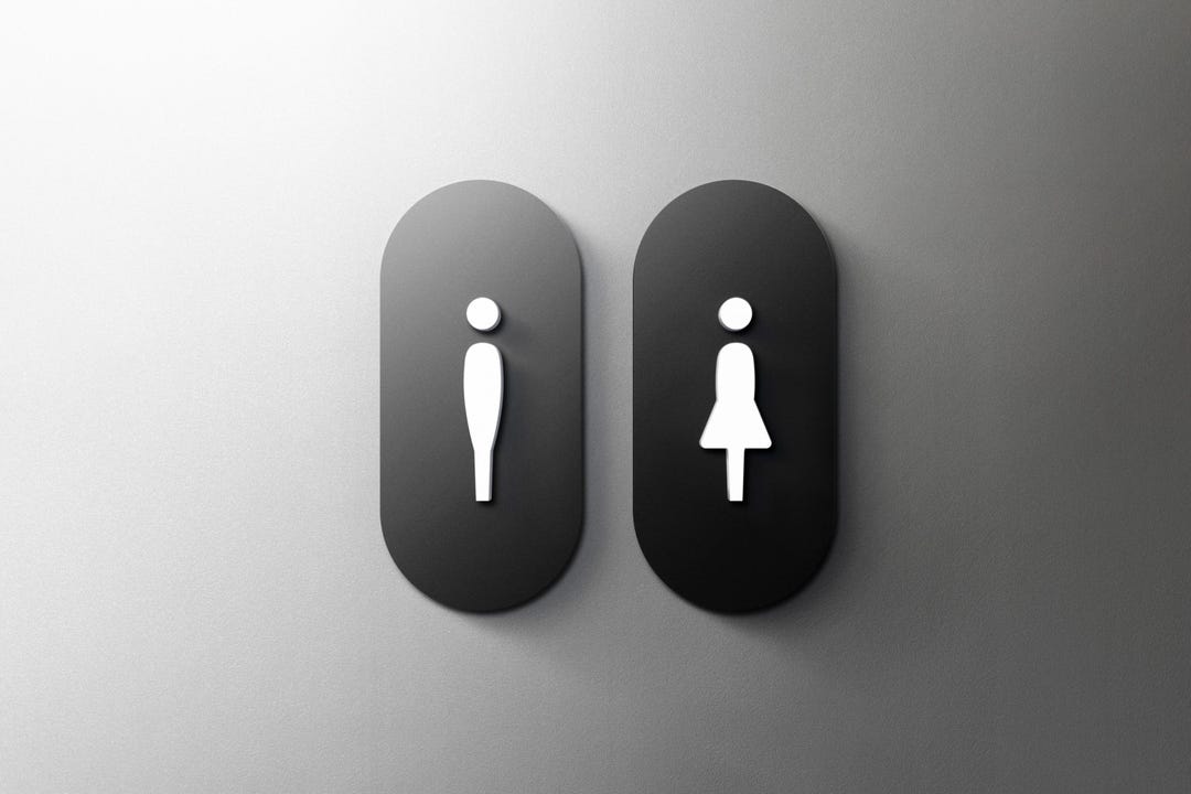 Minimal Toilet Signs - 3mm Male & Female Acrylic Sign, 3D, Modern ...