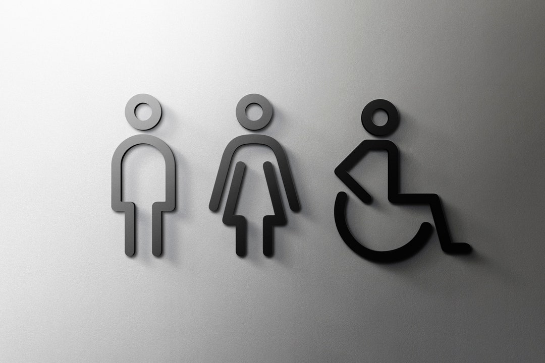Male, Female & Disabled Bathroom Sign - 3mm Acrylic Restroom, 3D ...