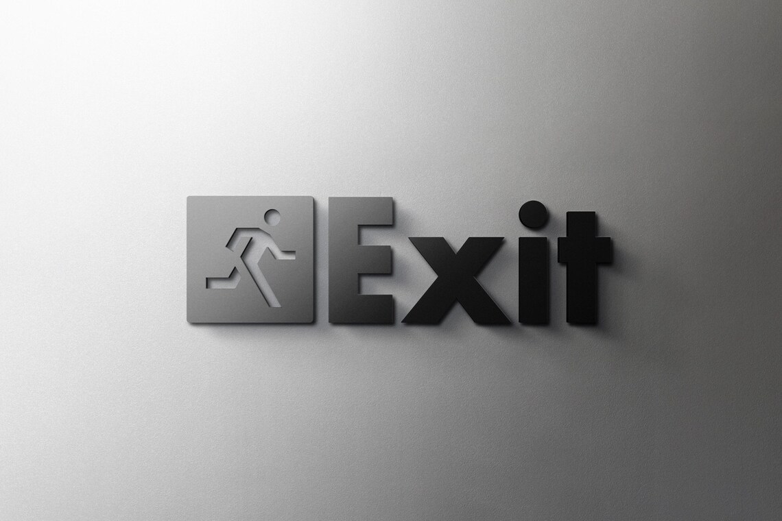 Exit Symbol Sign - 3mm Acrylic Laser-cut, 3D, Home, Studio, Lounge ...