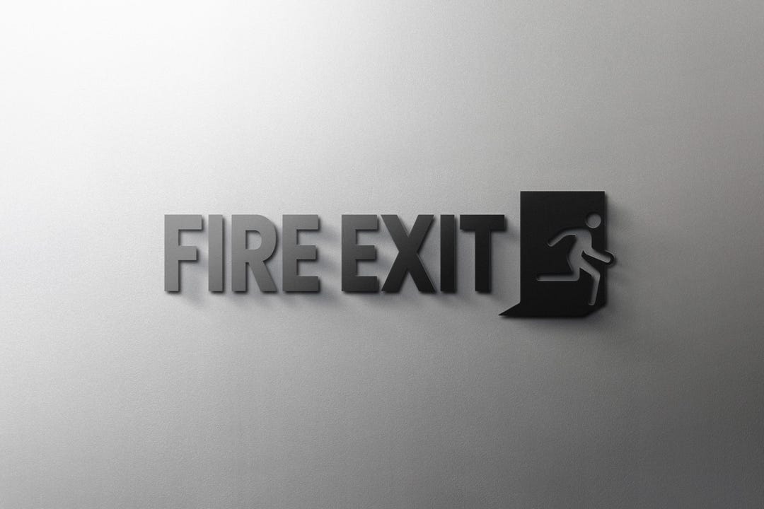 Fire Exit Emergency Sign - 3mm Acrylic Bathroom, Salon, 3D, Exit ...