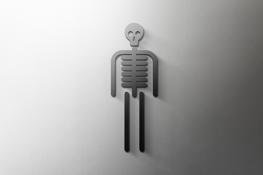 Gender Neutral Skeleton Toilet Sign - 3mm Acrylic Restroom, Salon, 3D ...