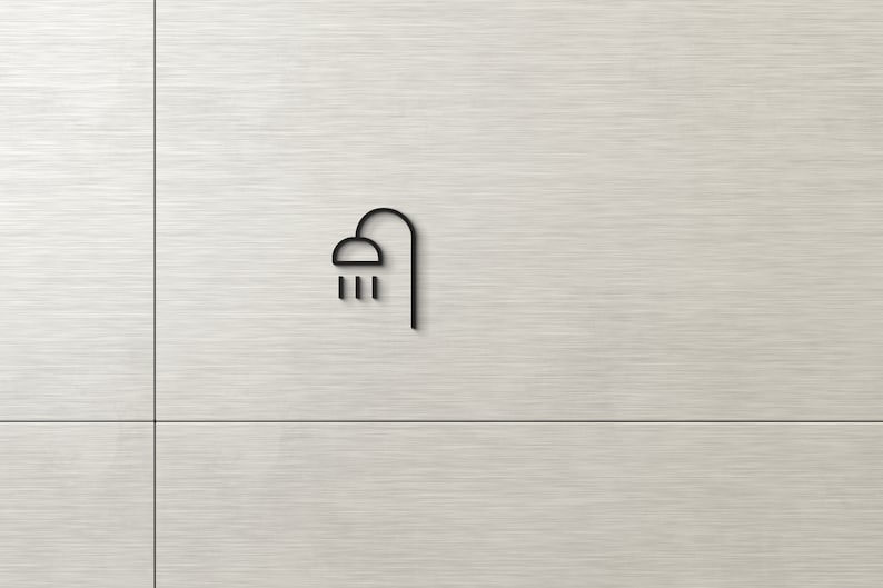 Minimal Shower Sign - Acrylic Restroom, Salon, 3D, Toilet, Modern ...