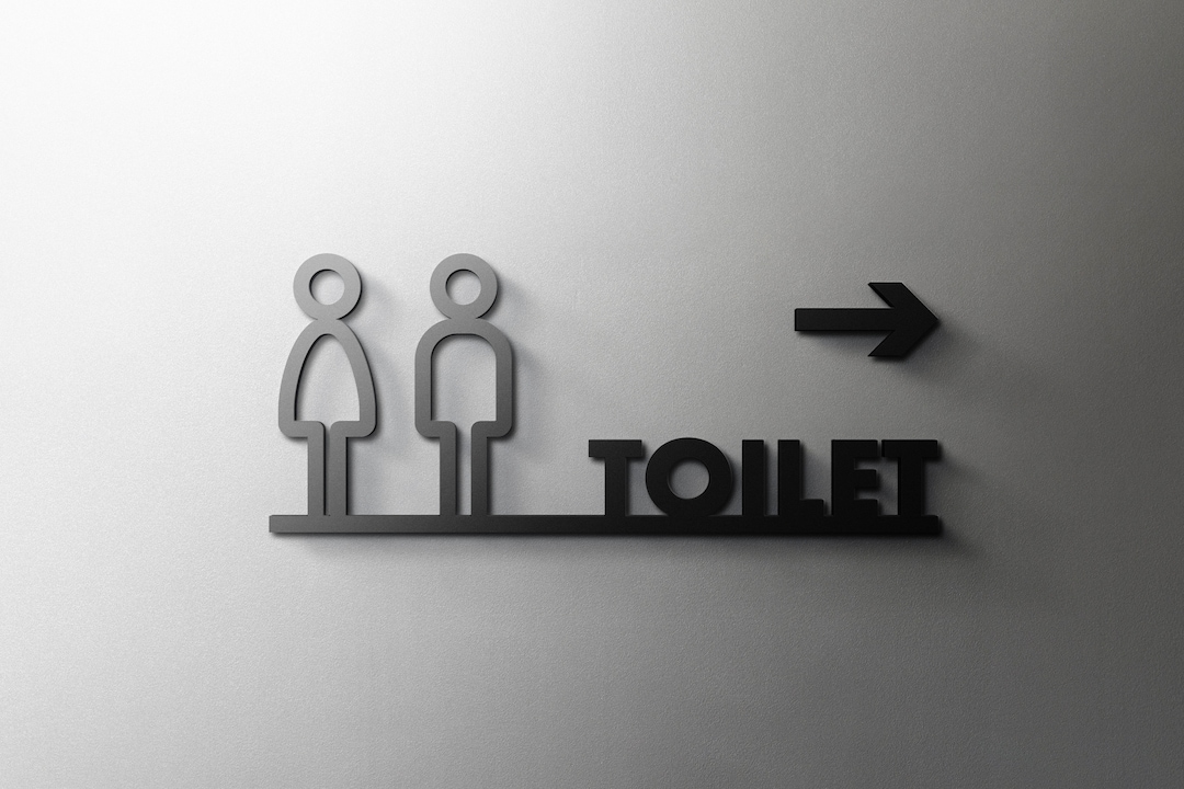 Male and Female WC Bathroom Sign - 3mm Acrylic Restroom, 3D, Toilet, Modern, Minimal, Restaurant ...