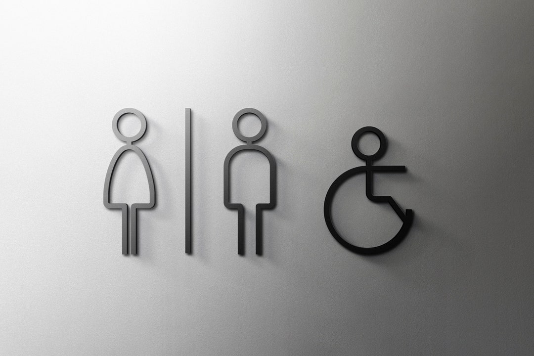 Male, Female & Disabled Bathroom Sign - 3mm Acrylic Restroom, 3D ...