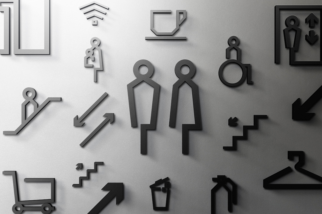 3D Acrylic Signage Wayfinding Symbols - 3mm WC Restroom, Salon, Toilet ...