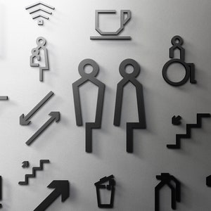 3D Acrylic Signage Wayfinding Symbols - 3mm WC Restroom, Salon, Toilet ...