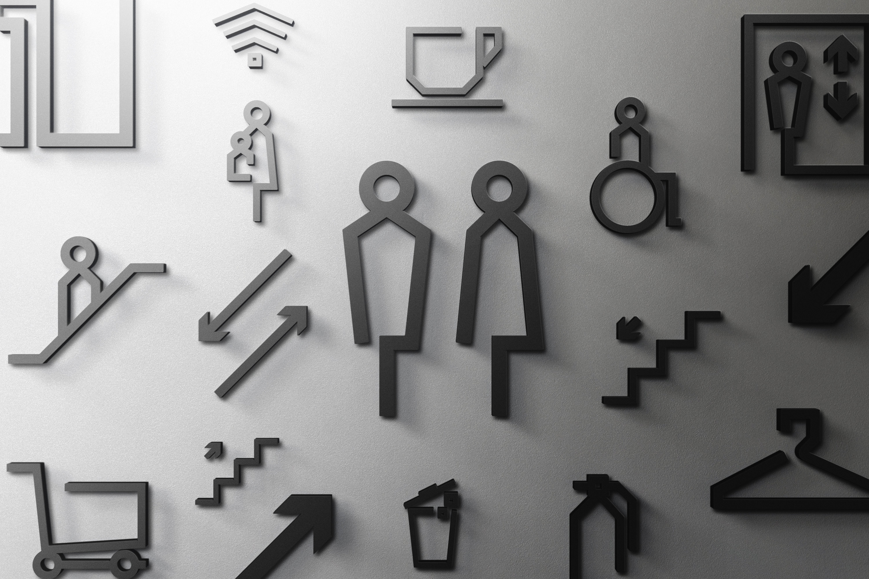 3D Acrylic Signage Wayfinding Symbols - 3mm WC Restroom, Salon, Toilet ...