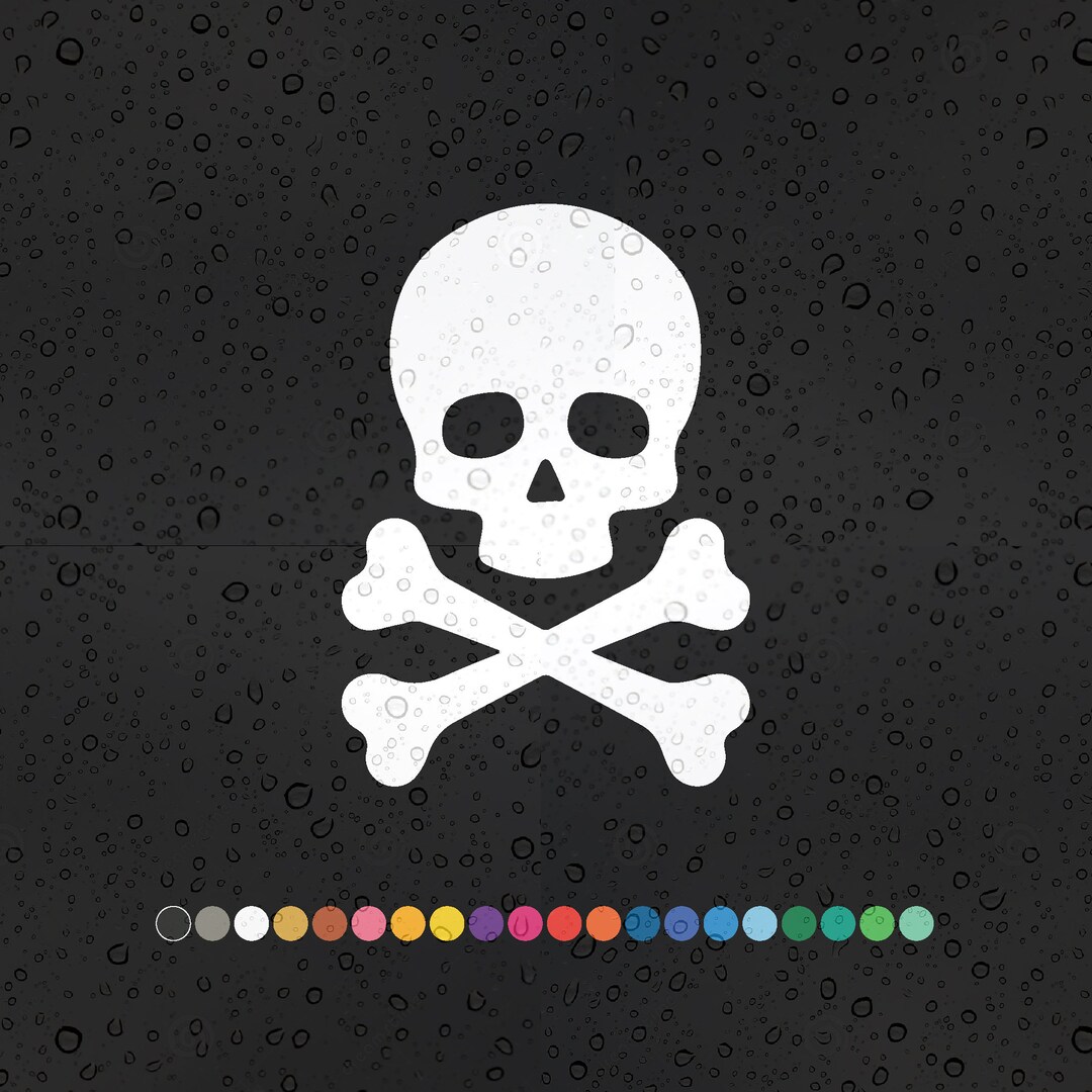 2 X Skull and Cross Bones Sticker Decal Car Window Colour Motorbike ...
