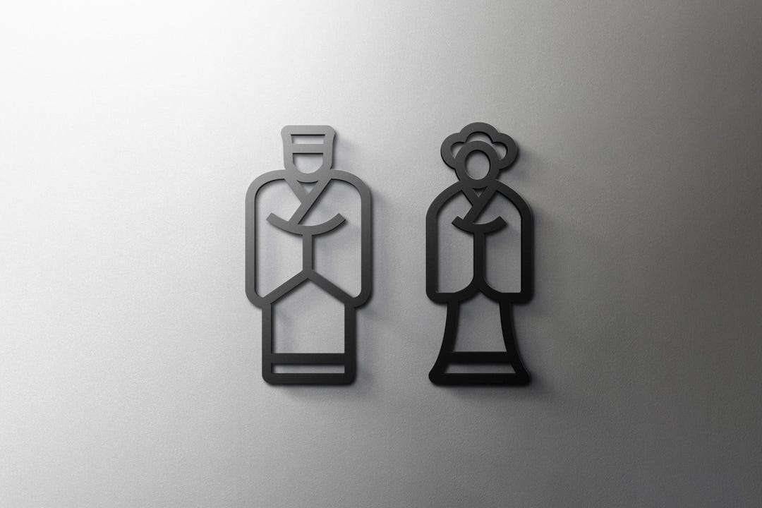 Asian Male and Female Bathroom Sign - 3mm Acrylic Restroom, 3D, Toilet ...