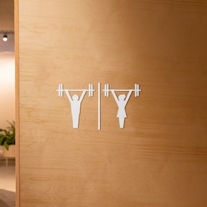 Male and Female Gym Bathroom Sign - 3mm Acrylic Restroom, 3D, Toilet ...