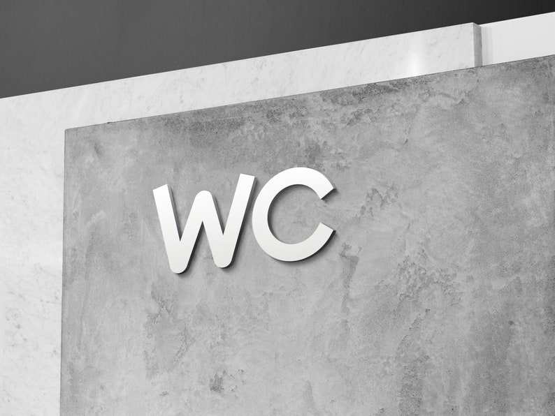 WC Toilet Bathroom Sign Symbol Text - 3mm Acrylic Restroom, Salon, 3D ...
