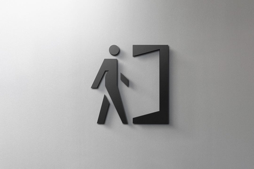Minimal Exit Symbol Sign - 3mm Acrylic Laser-cut, 3D, Home, Studio ...