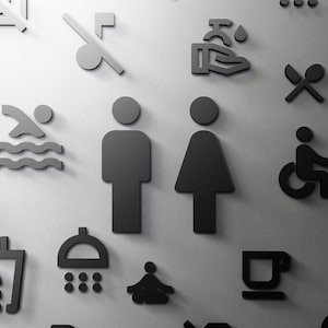 3D Acrylic Signage Wayfinding Symbols - 3mm WC Restroom, Salon, Toilet ...
