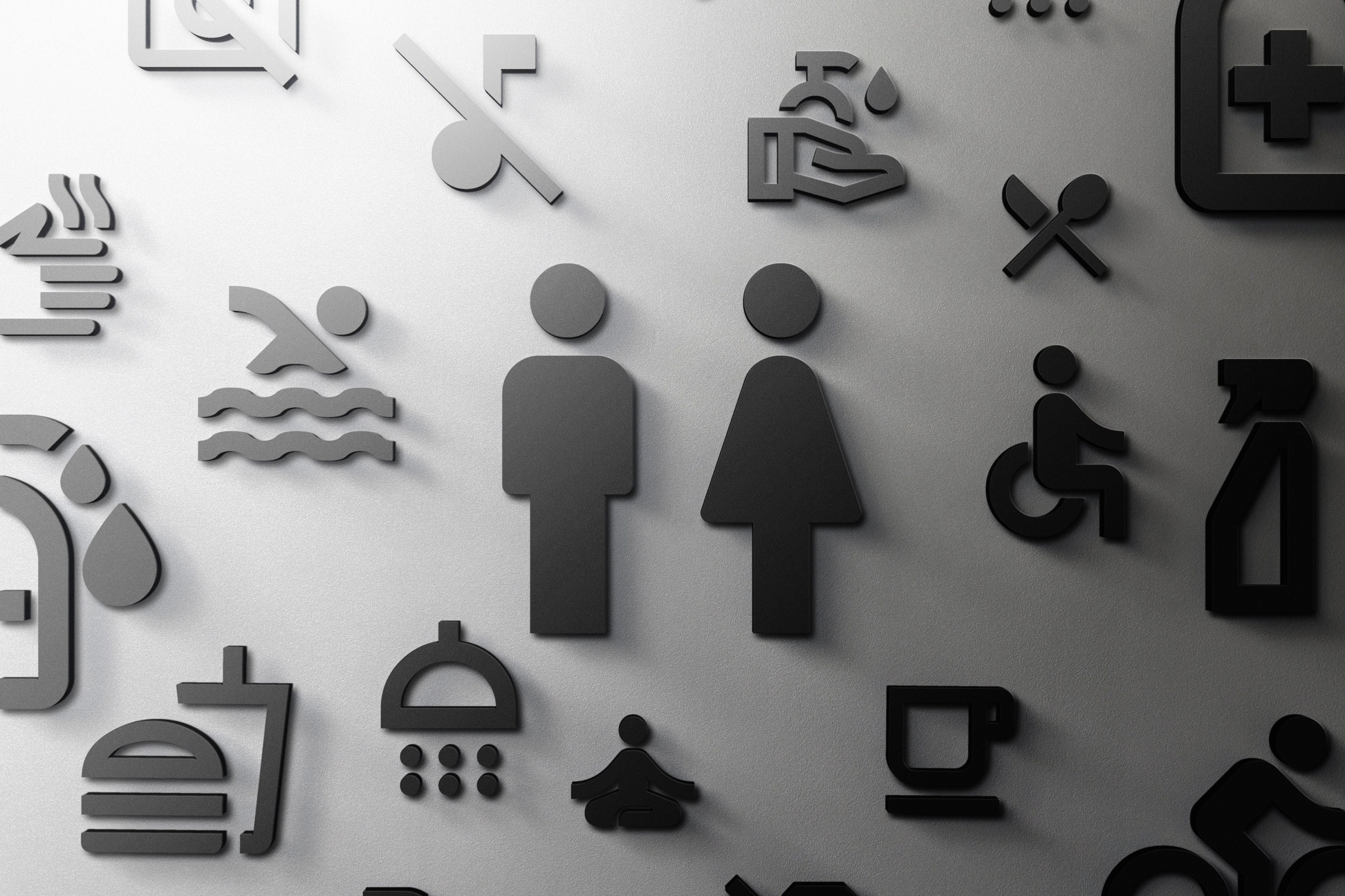 3D Acrylic Signage Wayfinding Symbols - 3mm WC Restroom, Salon, Toilet ...