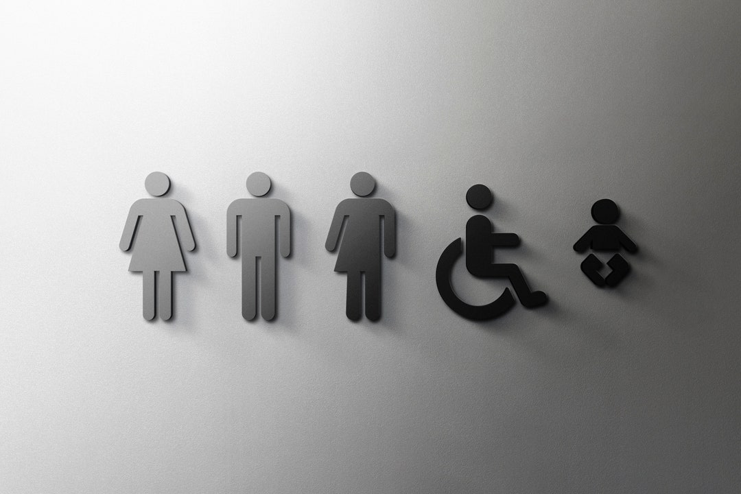 Male, Female, Disabled, Gender Neutral and Baby Bathroom Sign - 3mm ...